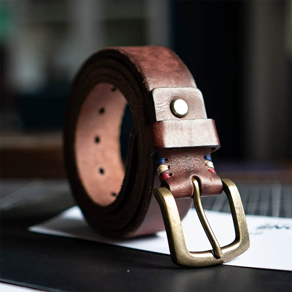 Handcrafted Vintage Vegetable-Tanned Leather Men's Jeans Belt - Rugged ...